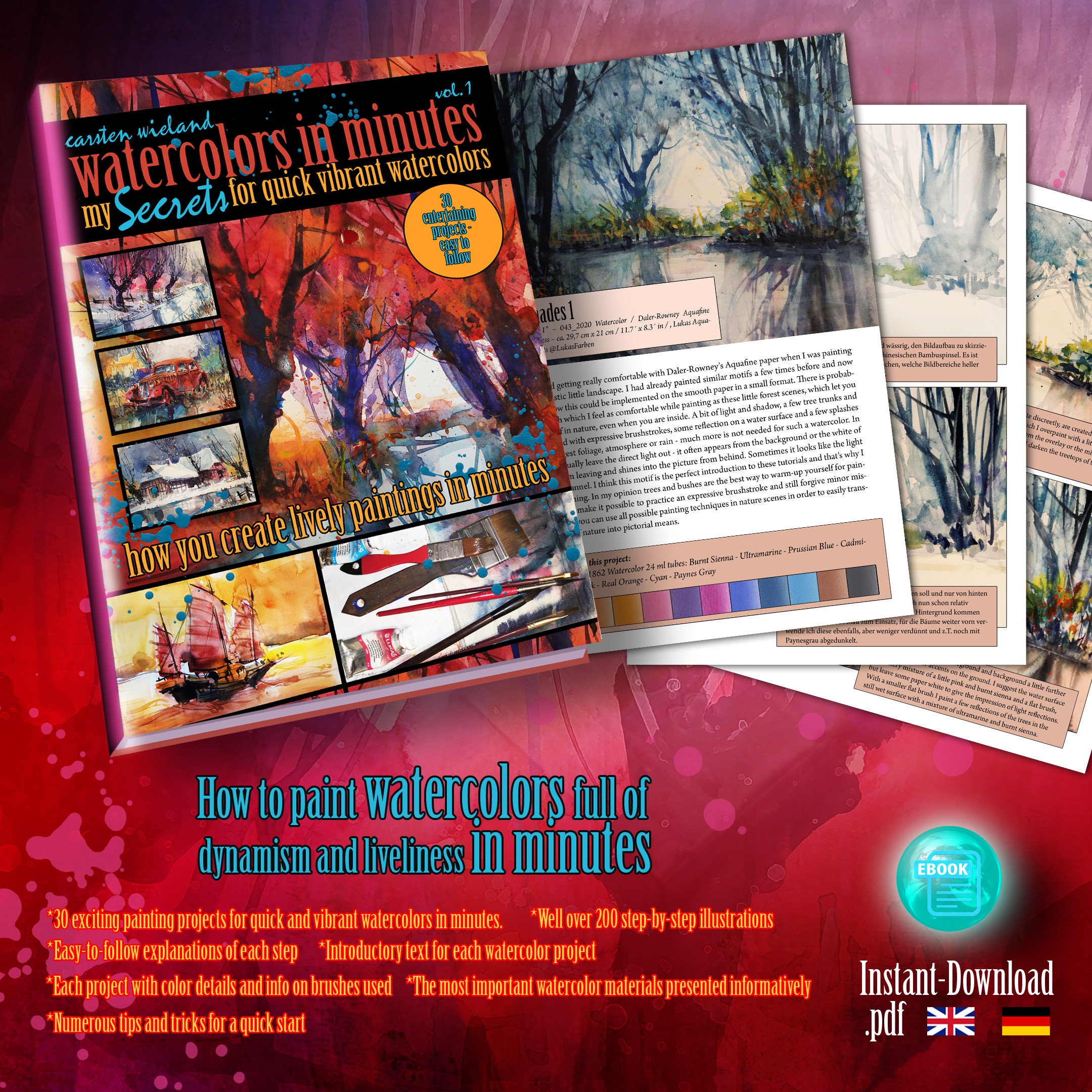 Ebook Watercolors in Minutes 30 Projects Step-by-step Instant Download ...