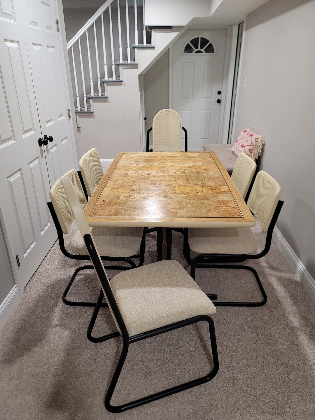 MCM Dining Table and 6 Chairs Set. Unique and Vintage. Cane Back ...