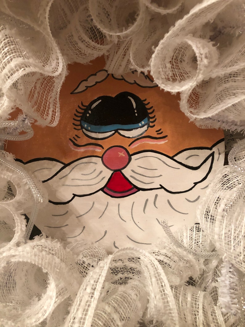 Santa Deco Mesh Wreath Santa Face Christmas Holiday - Etsy