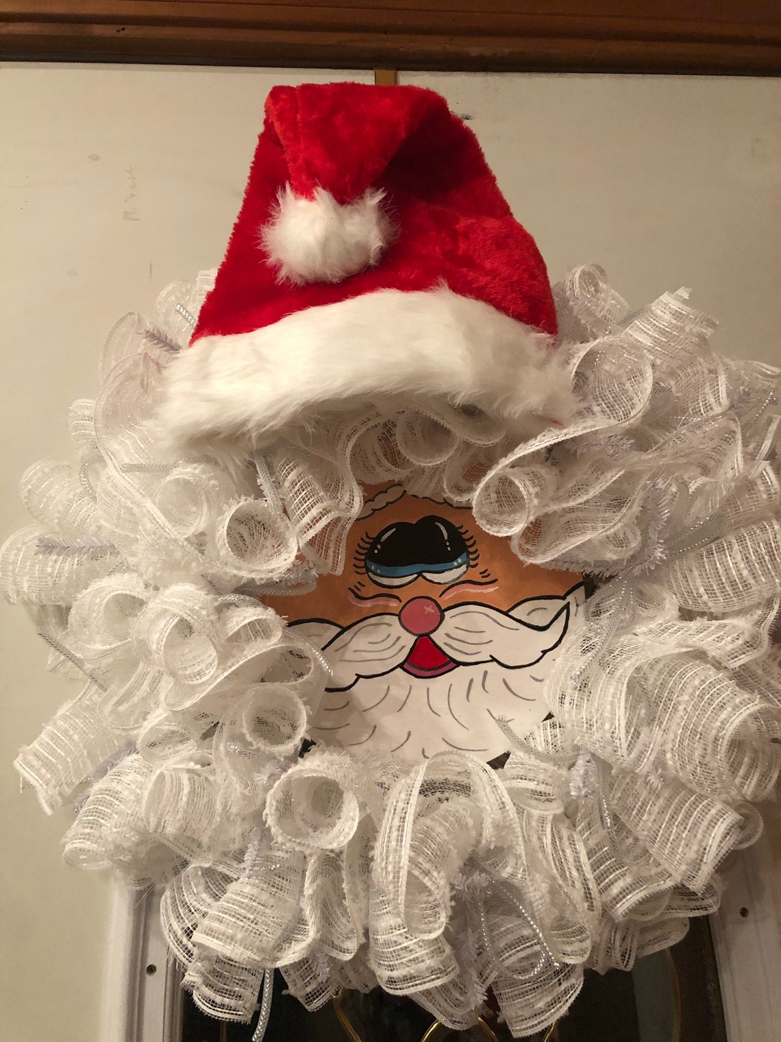 Santa Deco Mesh Wreath Santa Face Christmas Holiday - Etsy