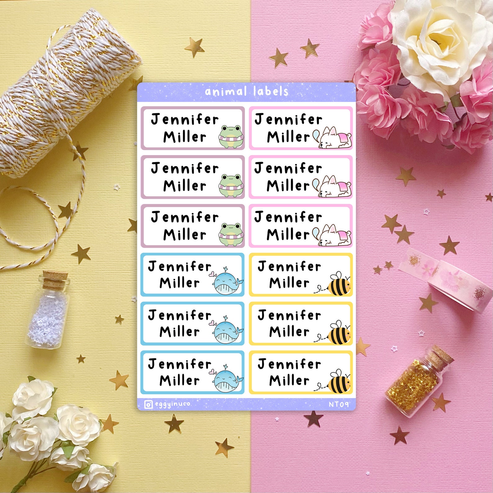 Cute Personalised Labels Waterproof Vinyl Labels Cute Labels Animal ...
