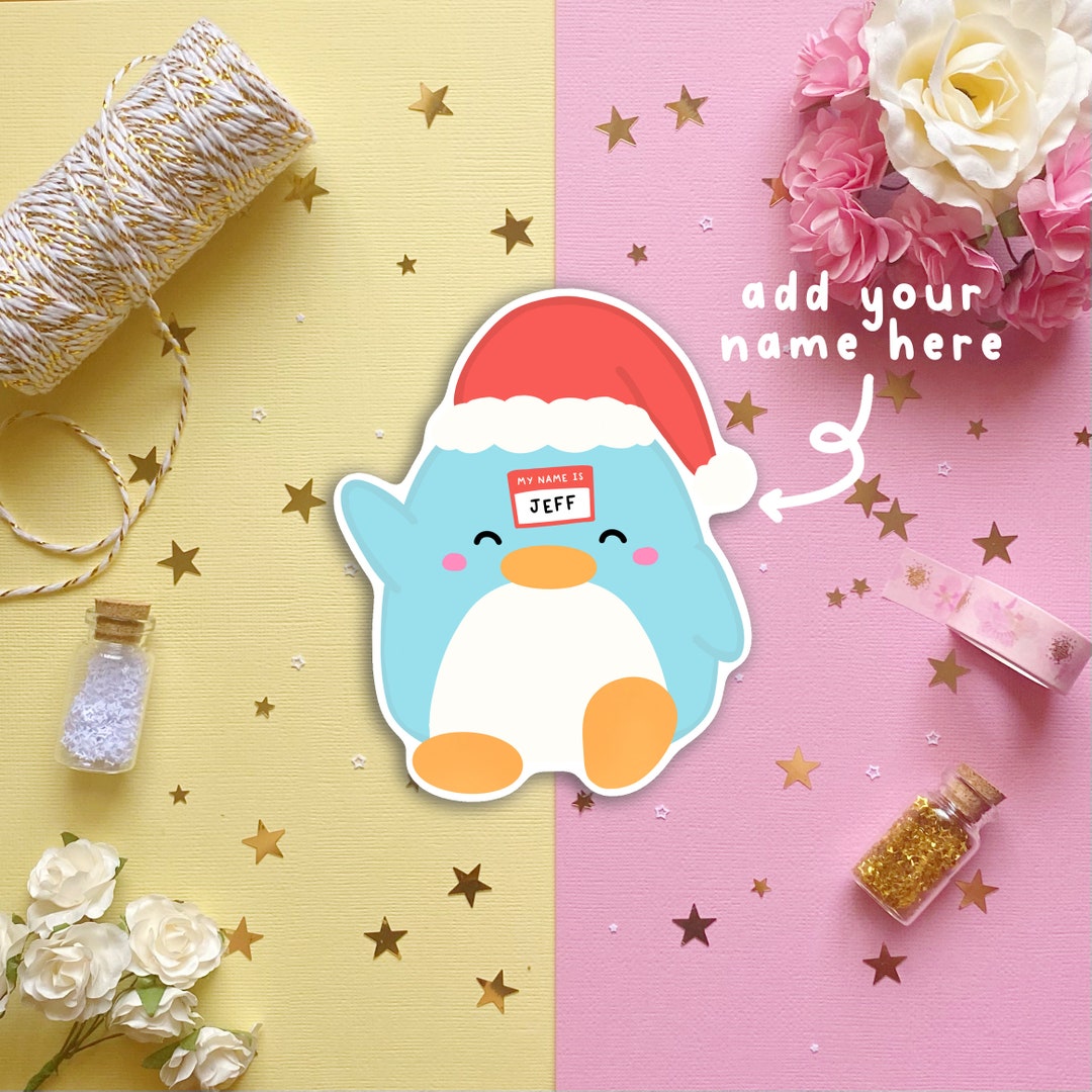 Customisable Penguin Wave Die Cut Sticker | Cute Sticker | Penguin ...