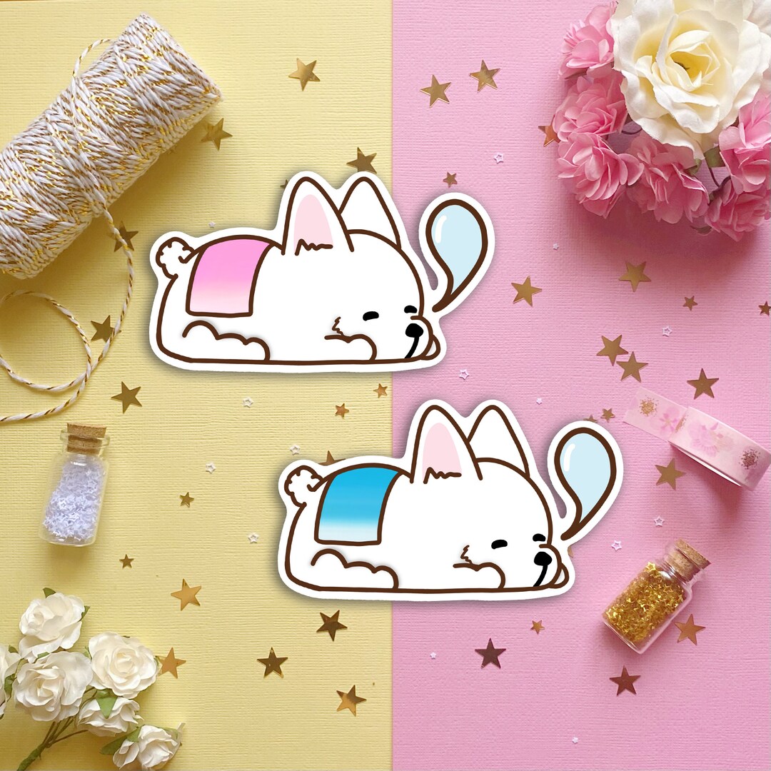 Sleeping Puppy Cute Sticker | Japanese Spitz Sticker | Dog Sticker ...