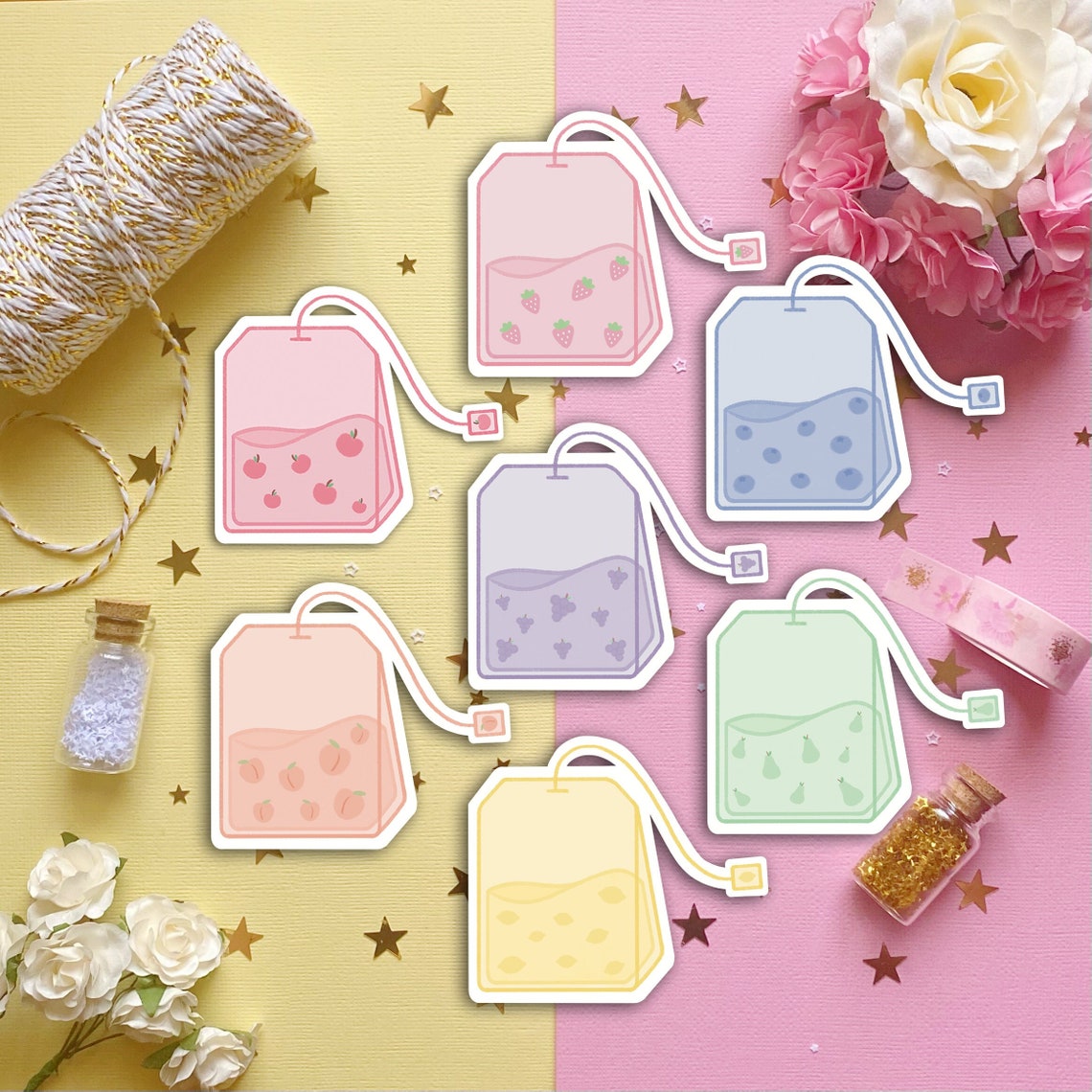 Fruit-tea-bag Sticker Cute Sticker Teabag Sticker - Etsy Australia