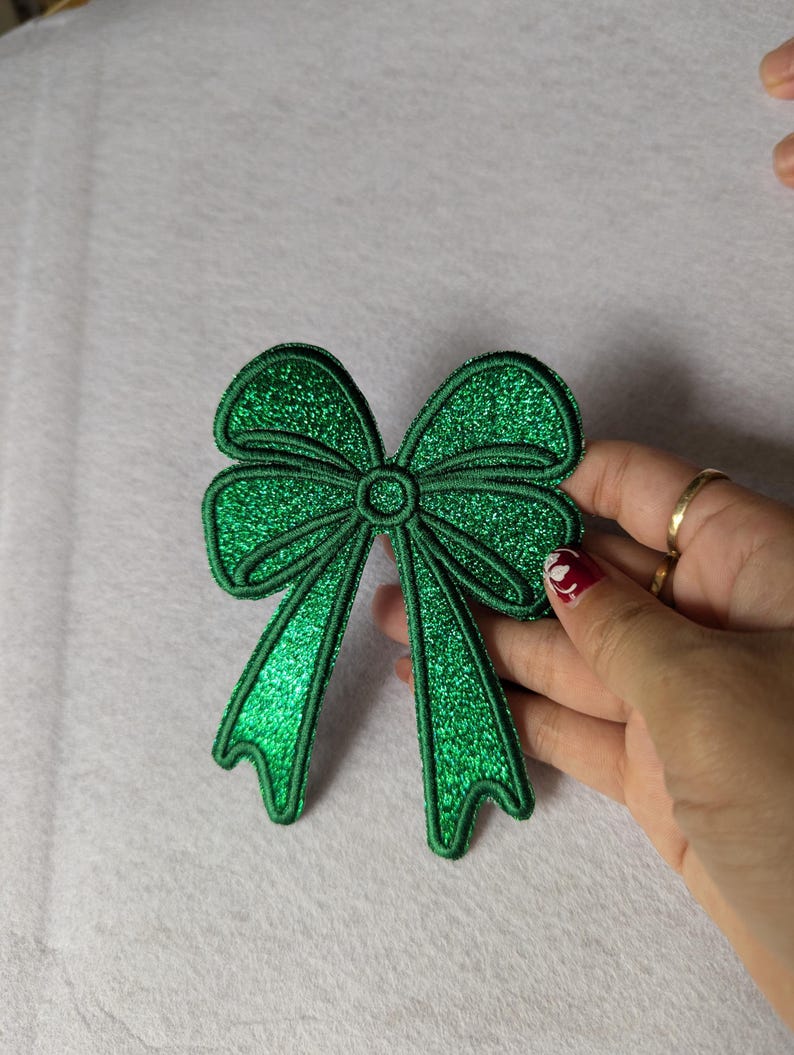 Side Bow Applique, Side Bow Patch,glitter Embroidery Patch,glitter Iron ...