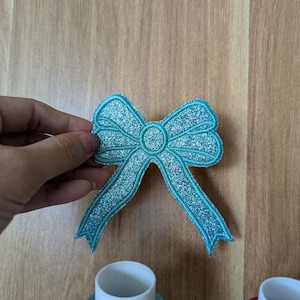Bow Embroidery Patch, Glitter Iron on Bows, Bow Iron On, Embroidered ...