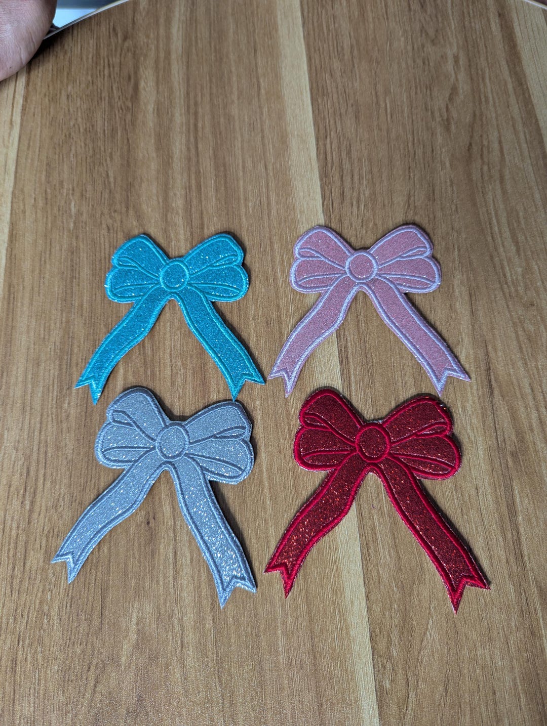 Bow Embroidery Patch, Glitter Iron on Bows, Bow Iron On, Embroidered Bow Patch, Embroidery, Bow ...