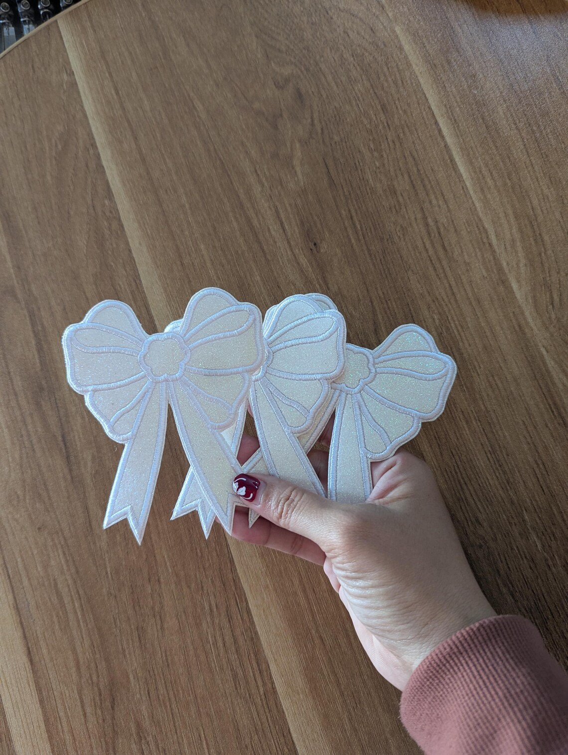 Side Bow Patch, Side Bow Applique, Glitter Embroidery Patch,bow Glitter ...