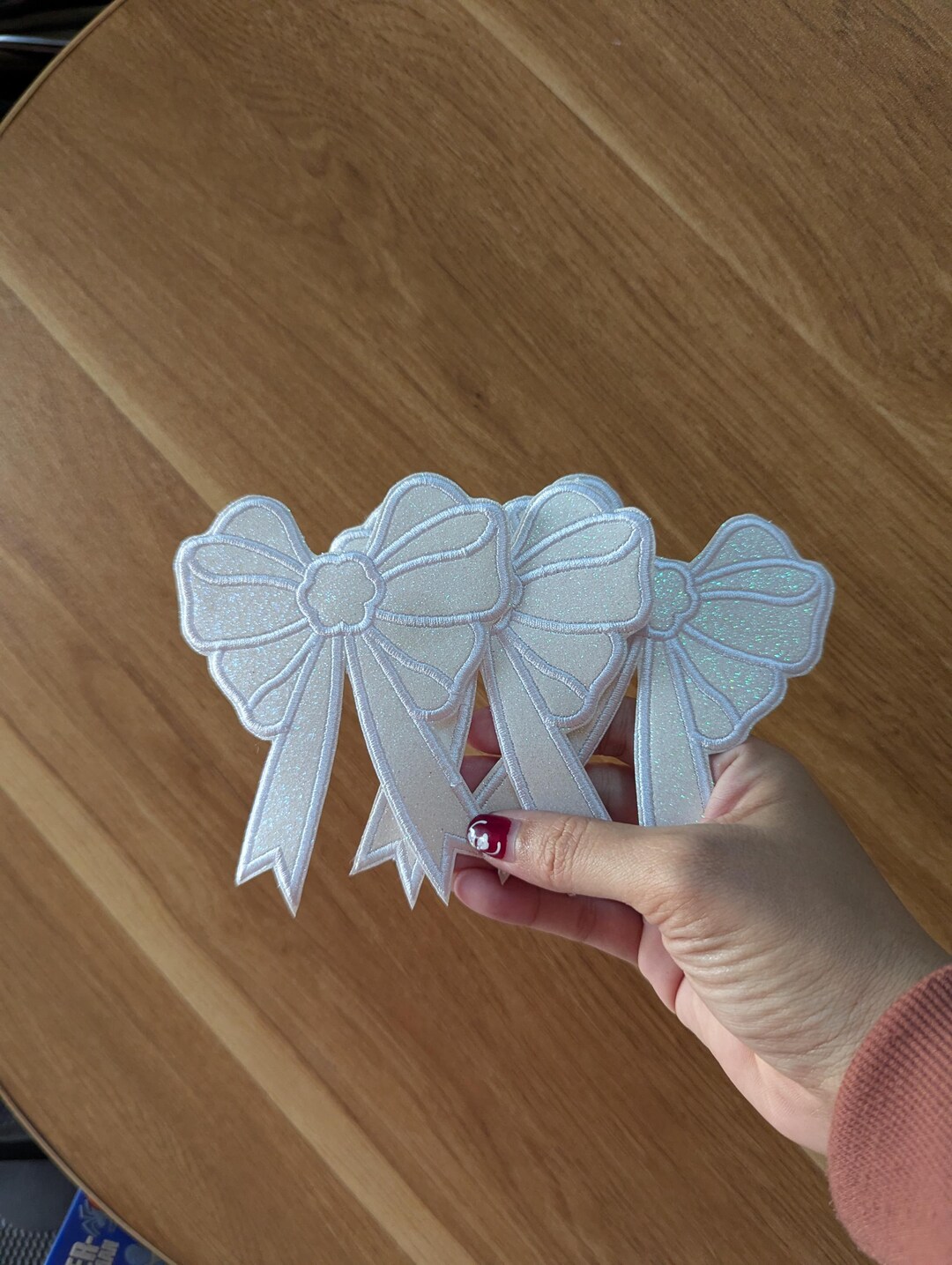 Side Bow Patch, Side Bow Applique, Glitter Embroidery Patch,bow Glitter ...