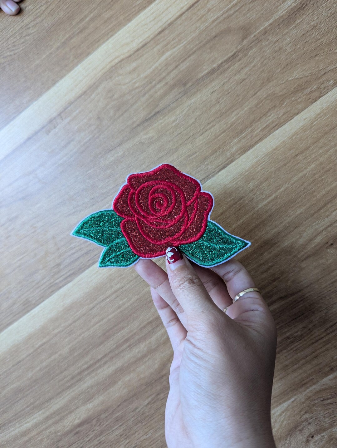 Rose Applique Patch, Rose Glitter Patch, Rose Embroidery Patch, Rose ...