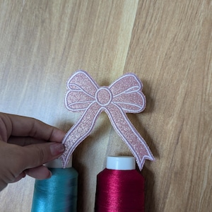 Bow Embroidery Patch, Glitter Iron on Bows, Bow Iron On, Embroidered ...