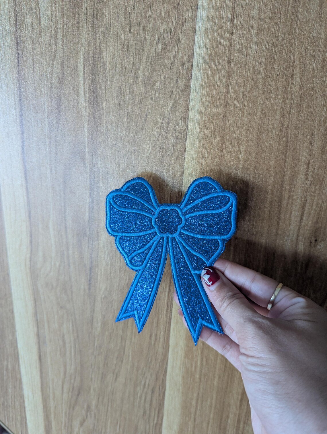 Side Bow Patch, Side Bow Applique, Glitter Embroidery Patch,bow Glitter ...