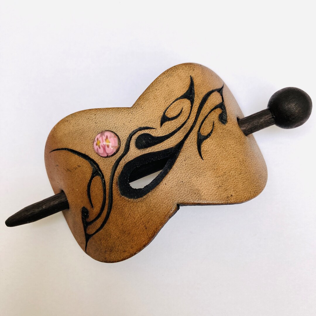 Hair Clip Leather Celtic Hair Jewelry Amina 10 X 5 Cm Brown - Etsy UK
