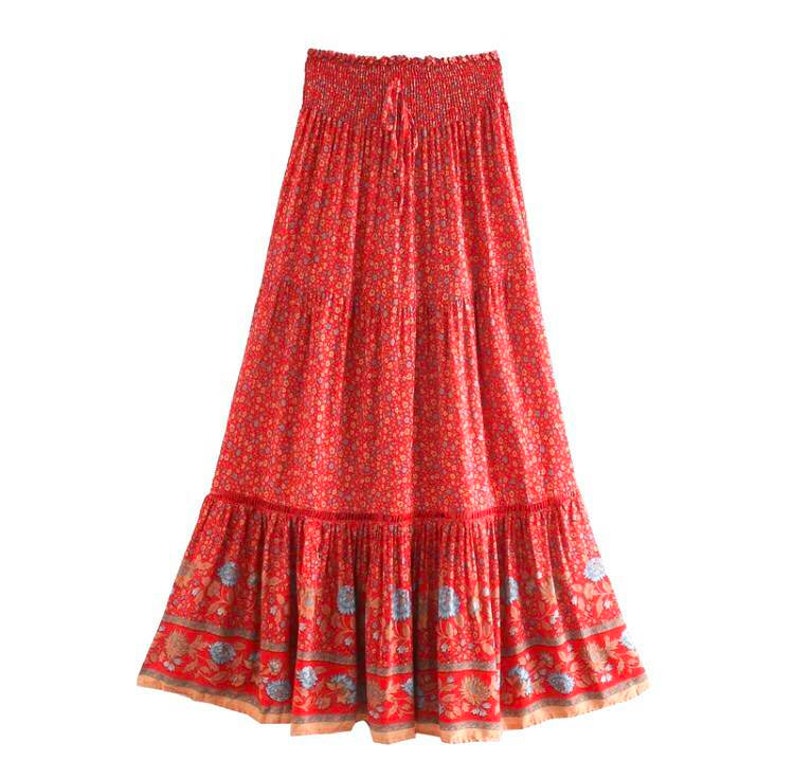 Women Boho Ruffle Skirt Bohemian Maxi Skirt Summer Boho Etsy
