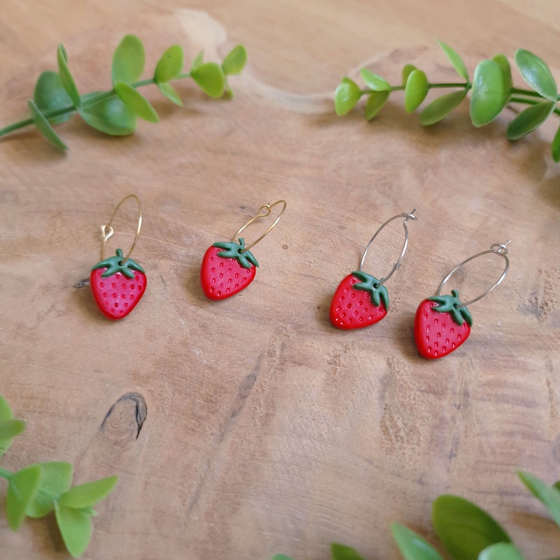 Strawberry Earrings - Etsy