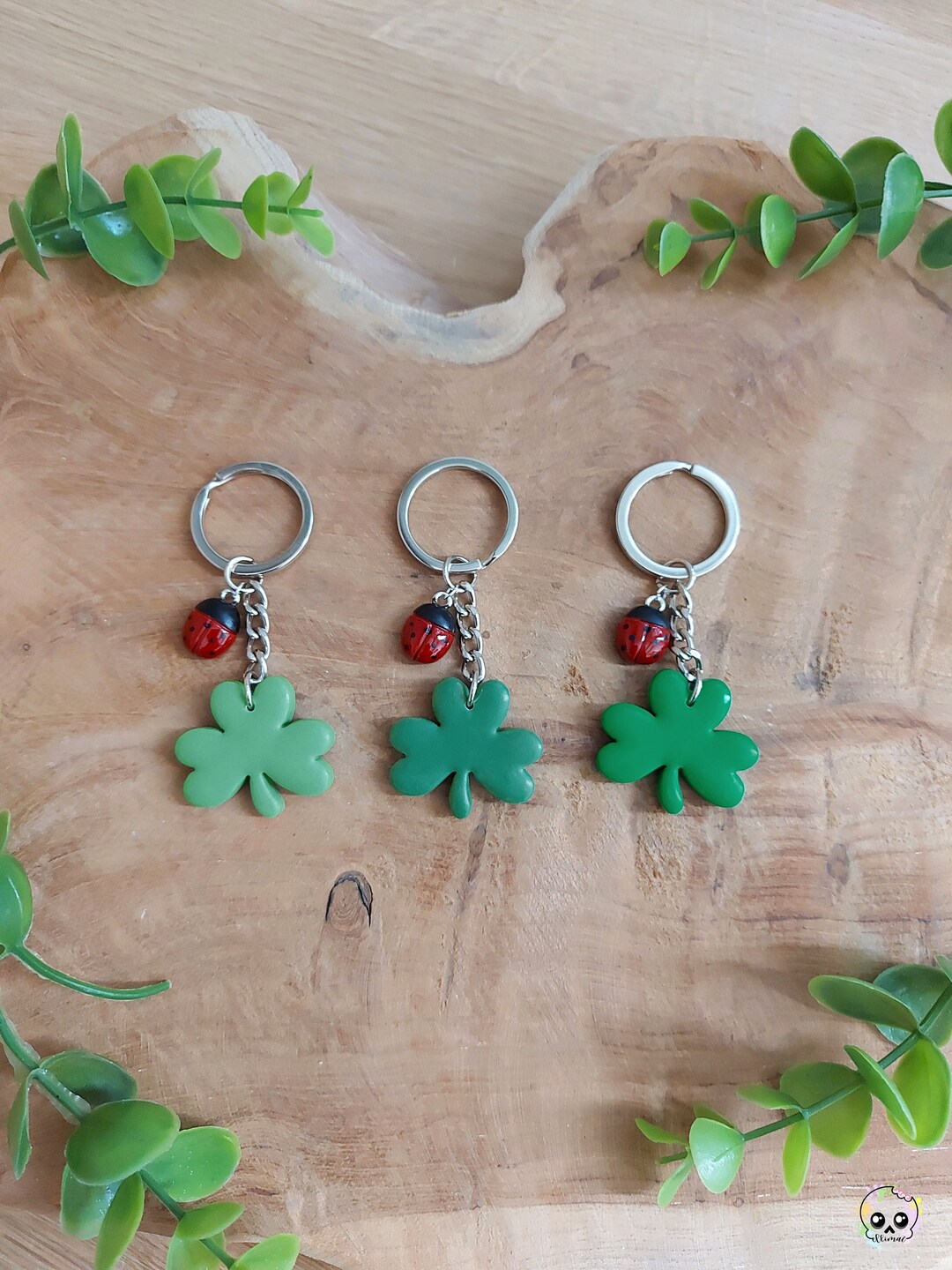 Clover and Ladybug Key Ring in Polymer Clay - Handmade - Etsy