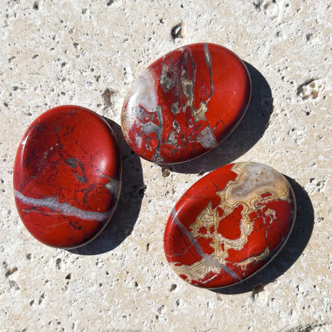 Small Red Jasper Worry Stone Natural Gemstone Palm Stone for Calming ...
