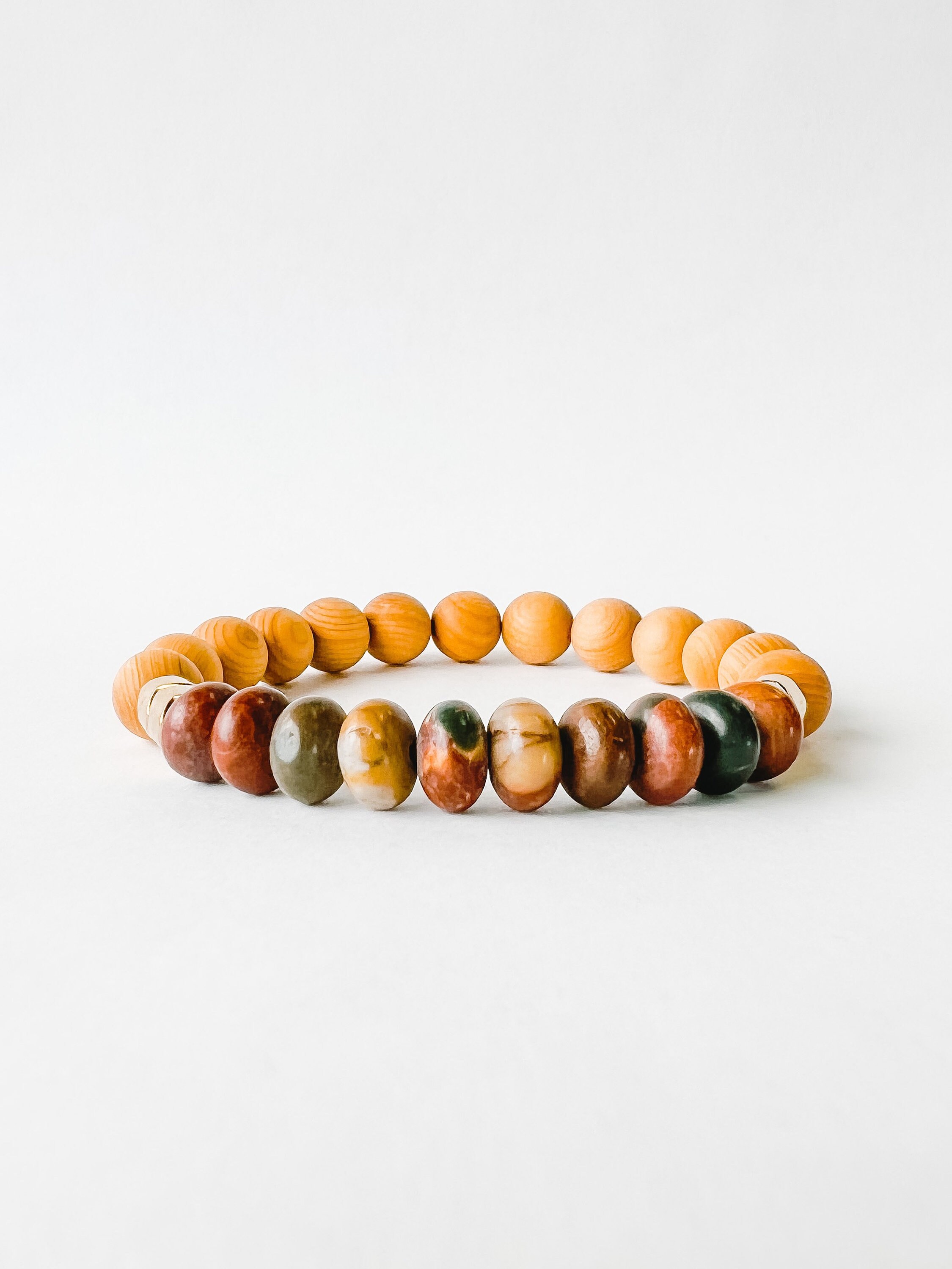 Leopard Skin Jasper and Rosewood Diffuser Bracelet | Etsy