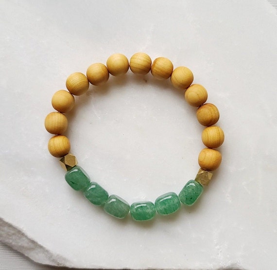 Moss Green Jade Stone and Rosewood Diffuser Bracelet Womens | Etsy