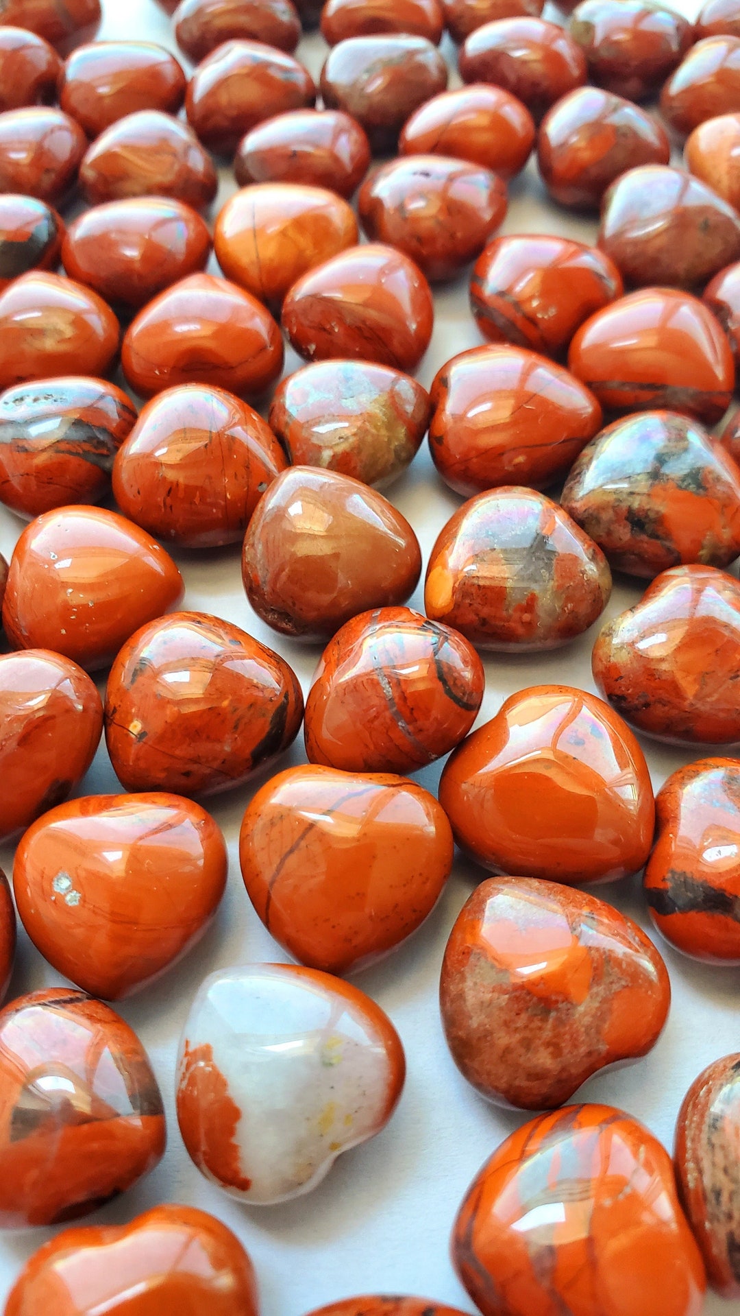 Mini Red Jasper Puffy Hearts, Natural Small Crystal Heart, Heart Worry Stone, Tiny Puffy Heart ...