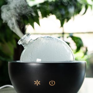 Glass Dome Diffuser - Stone or Natural Wood Essential Oil Diffuser | Black and White ...