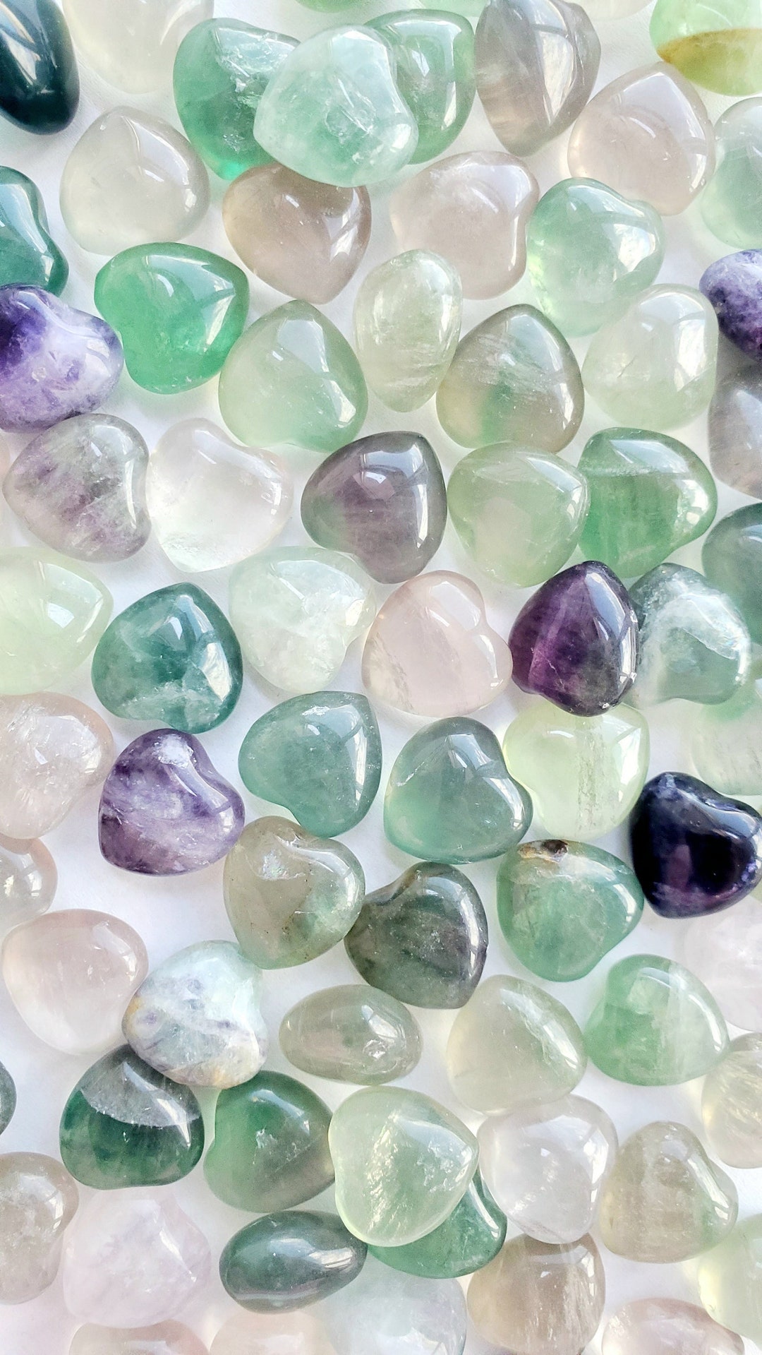 Mini Fluorite Gemstone Puffy Hearts, Natural Small Crystal Heart, Heart ...