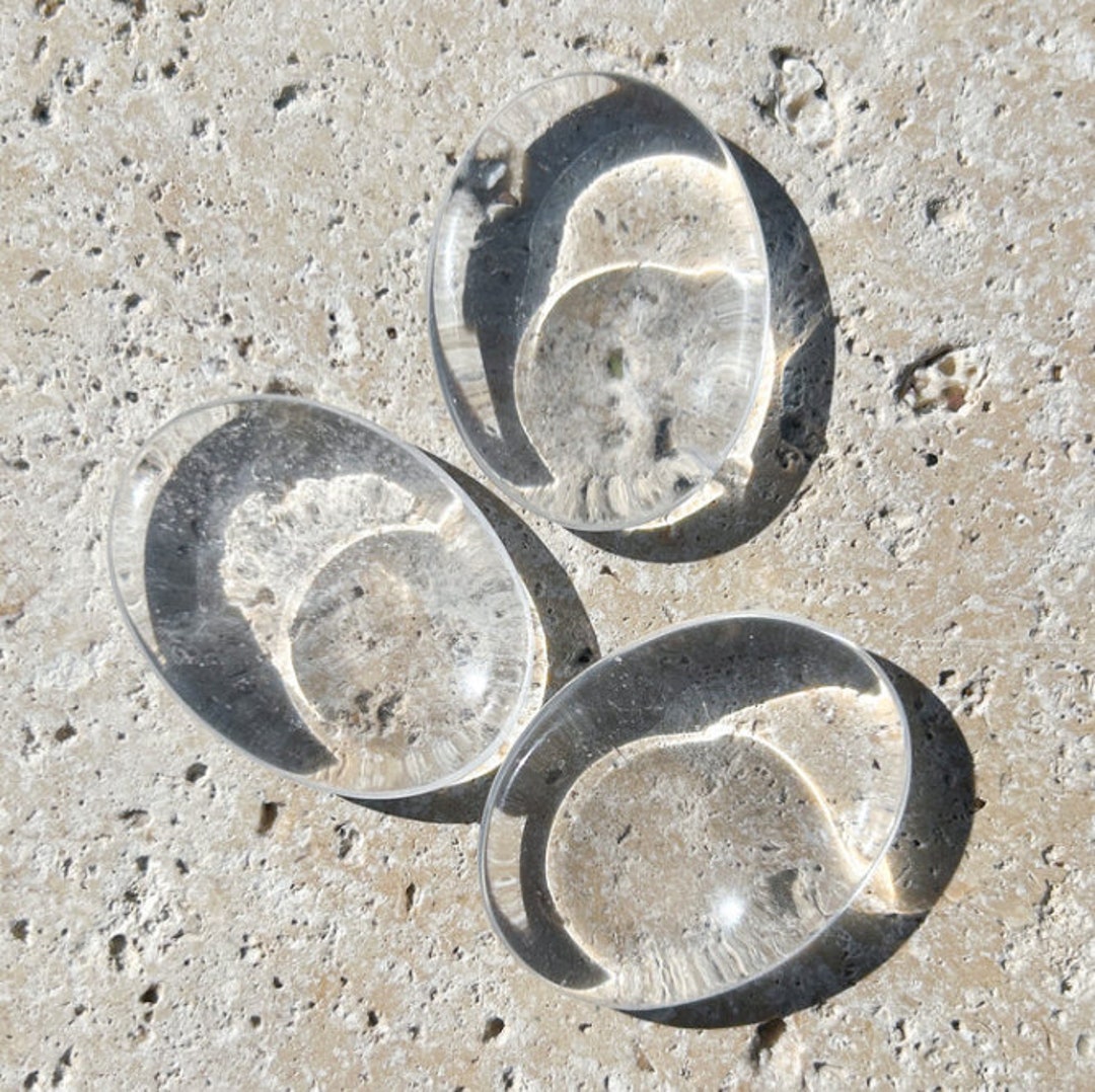 Small Clear Quartz Worry Stone for Positive Energy Natural Crystal Palm ...