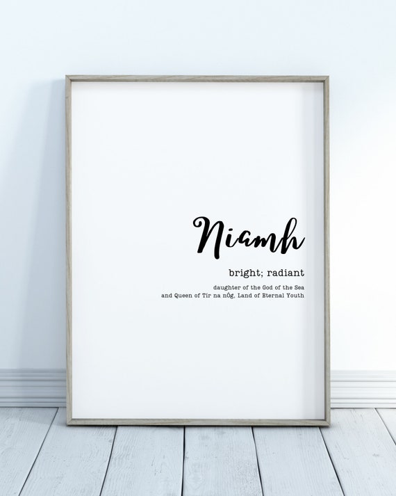 Niamh Irish Name Meaning Print Nursery Print New Baby | Etsy
