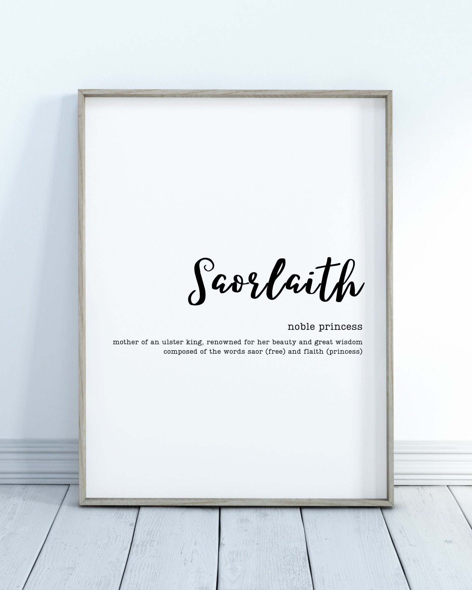 Saorlaith - Irish Name Meaning Print - Nursery Print - New Baby - Name ...