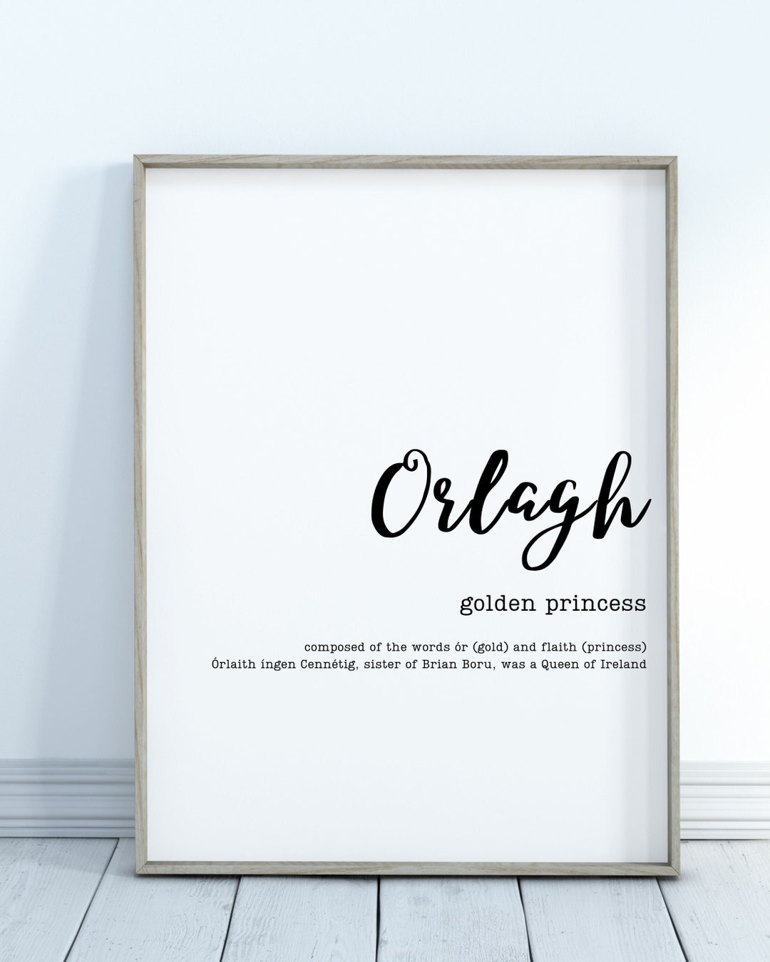 Orlagh - Irish Name Meaning Print - Baby Name - Nursery Print - INSTANT ...