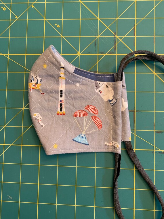 3-ply Quilted Cotton Apollo Mission Mask Size Medium | Etsy