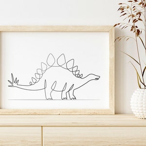 Stegosaurus Dinosaur Line Drawing Art Printable JPEG PNG & SVG Cut ...