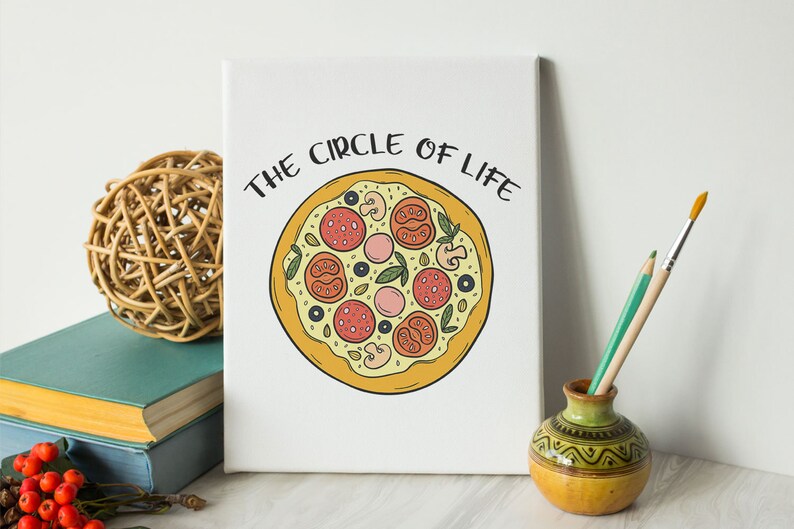 The Circle of Life Pizza Pun Sign Printable JPEG Images, Funny Pizza ...