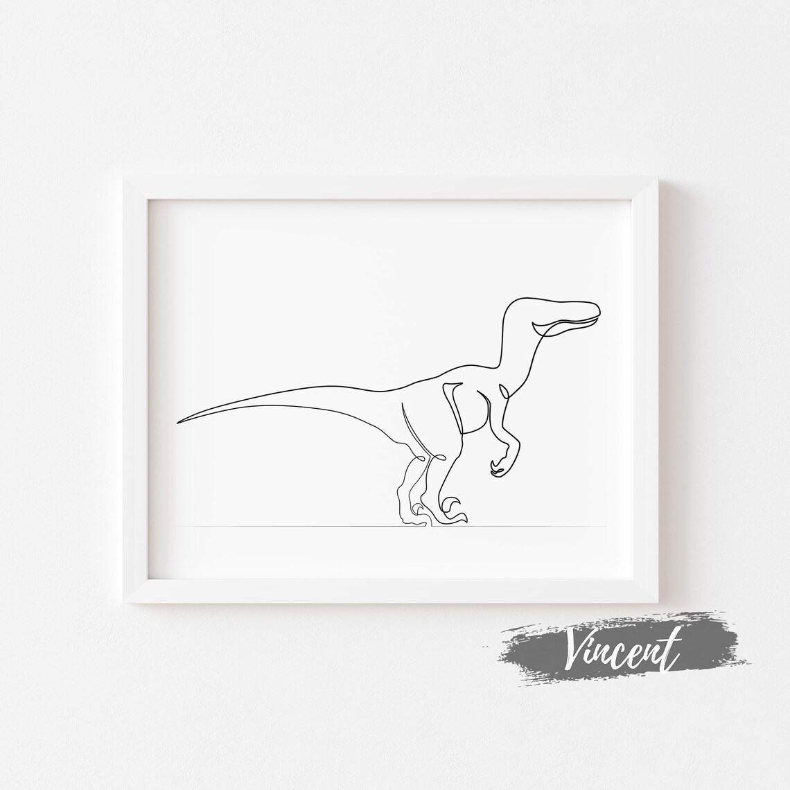 Velociraptor Dinosaur Line Drawing Printable JPG PNG & SVG Cut | Etsy