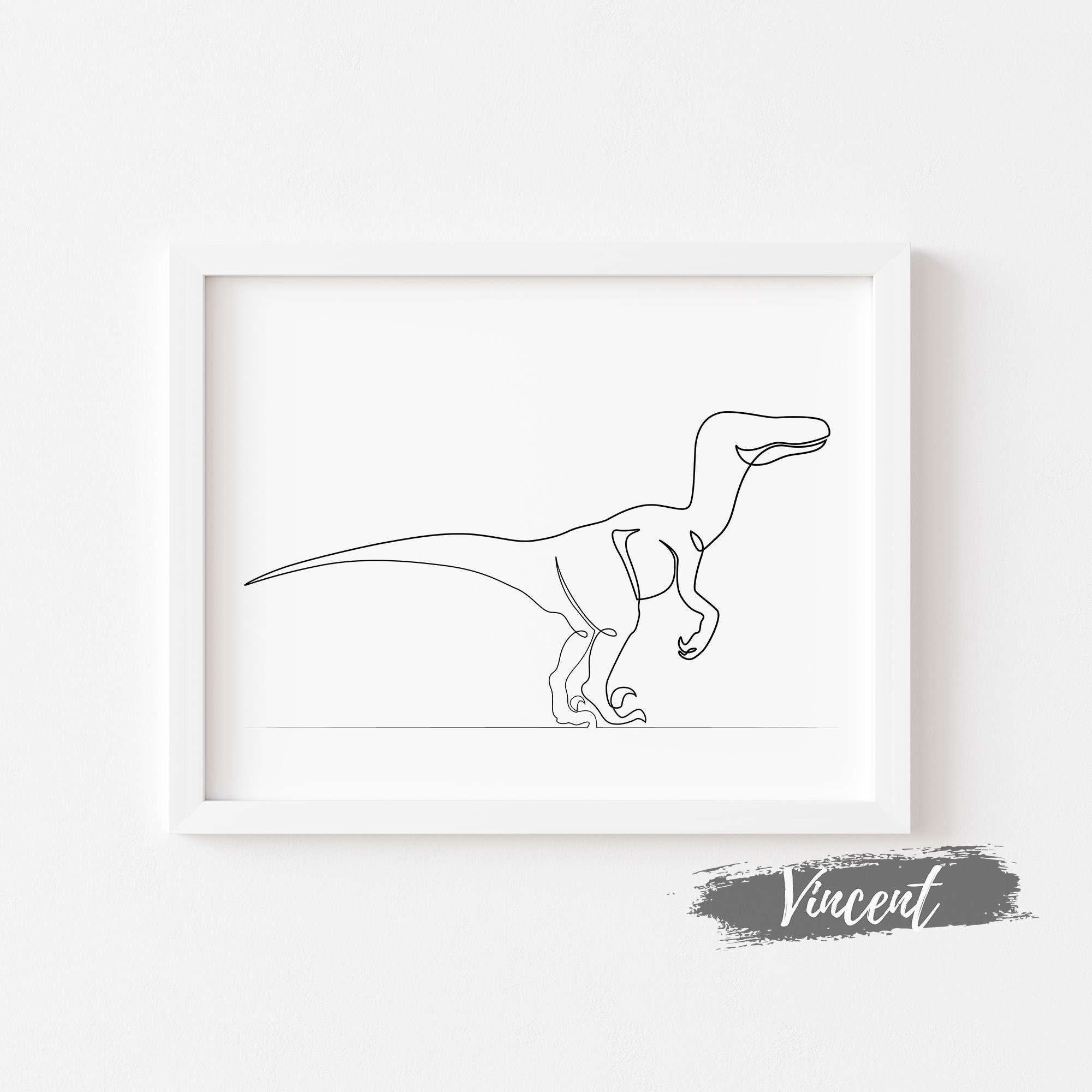 Velociraptor Dinosaur Line Drawing Printable JPG PNG & SVG Cut - Etsy