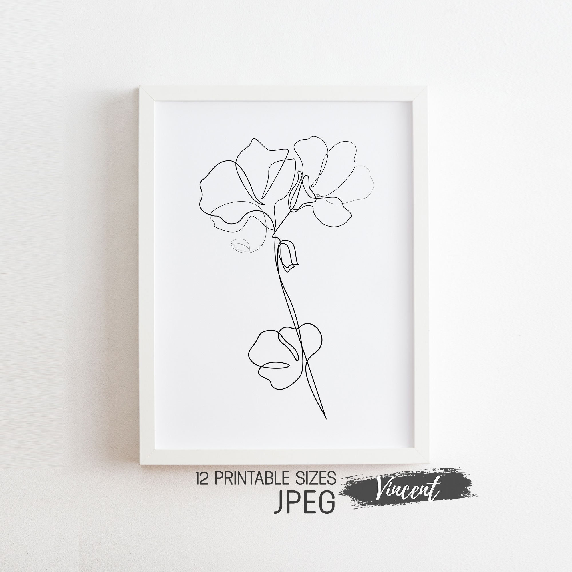 Geranium Flower Line Art Printable & Cut Files SVG JPG PNG, Minimalist ...