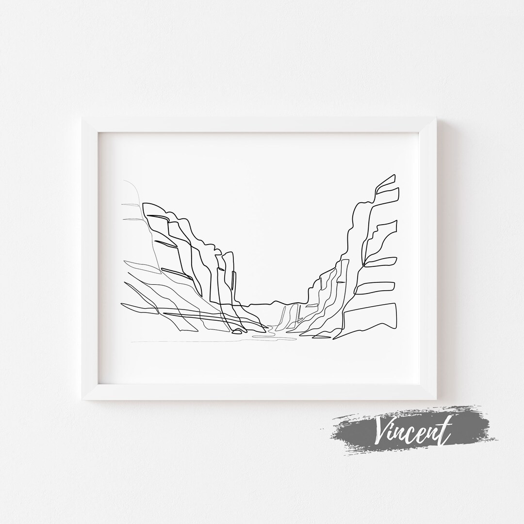 Grand Canyon Abstract Line Drawing Art Printable JPEG PNG & SVG Cut ...
