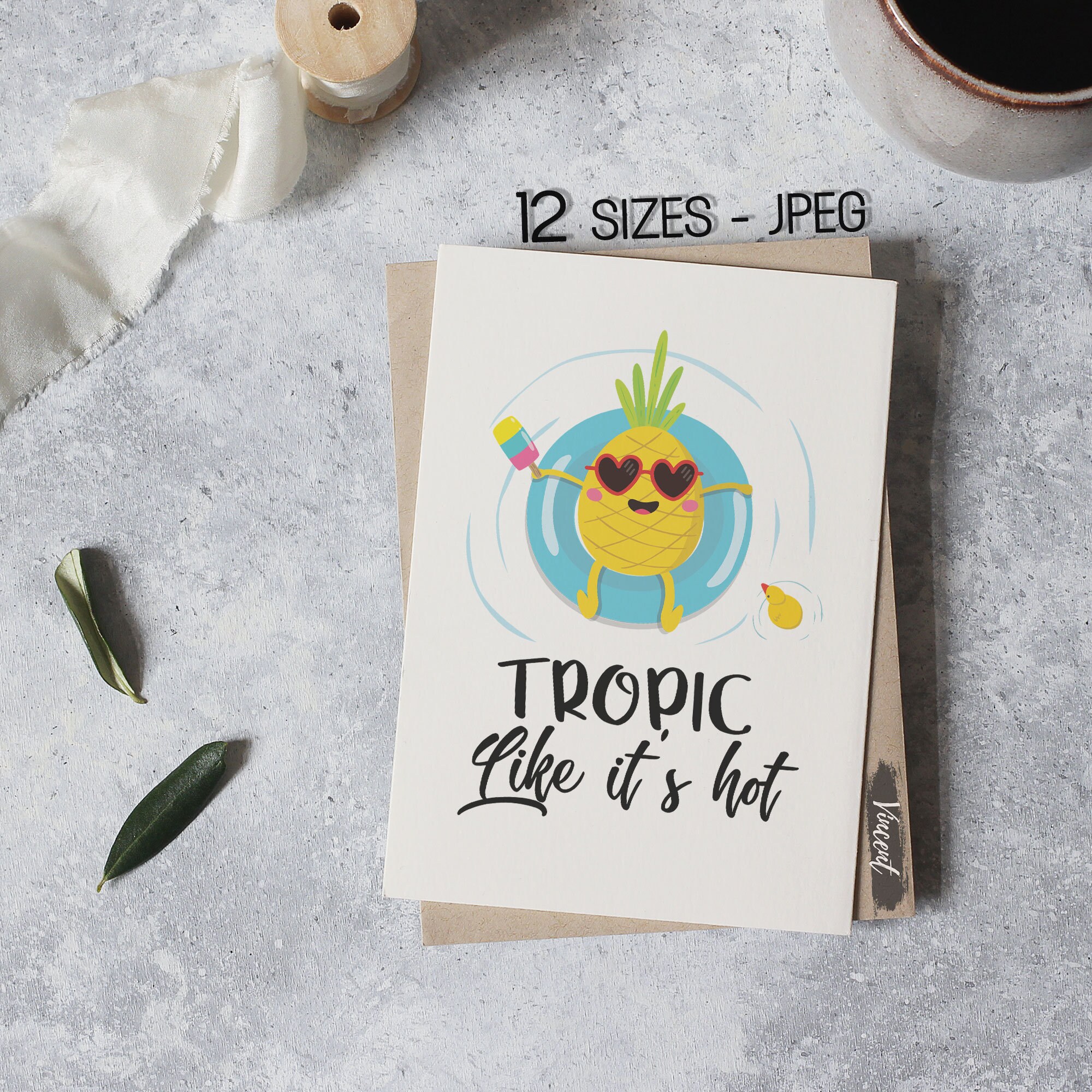 Tropic Like It's Hot Summer Pun Card Printable JPEG Images, Funny Kids ...