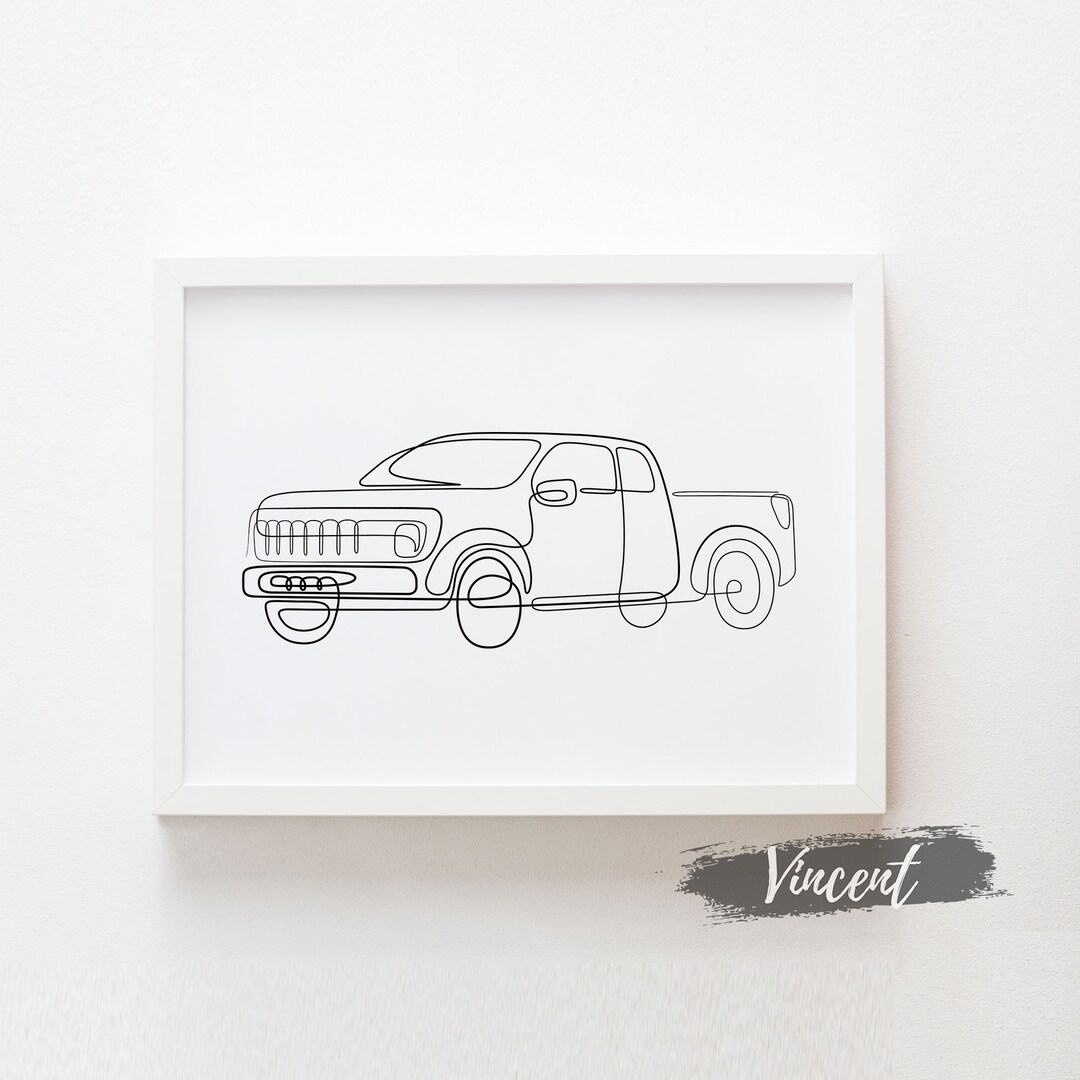 Classic Farm Pick up Truck Printable Files, Car Drawing Art Prints ...