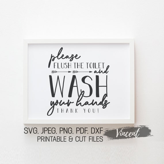 Please Flush and Wash Your Hands Toilet Sign Printable JPEG | Etsy