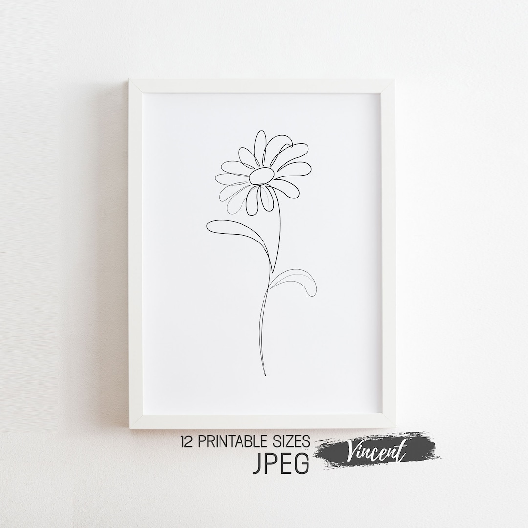 Daisy Flower Line Art Printable JPEG PNG & SVG Sign Cut Files, Plant ...