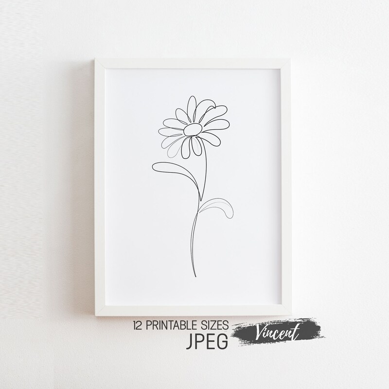 Daisy Line Art Illustration - Etsy Australia