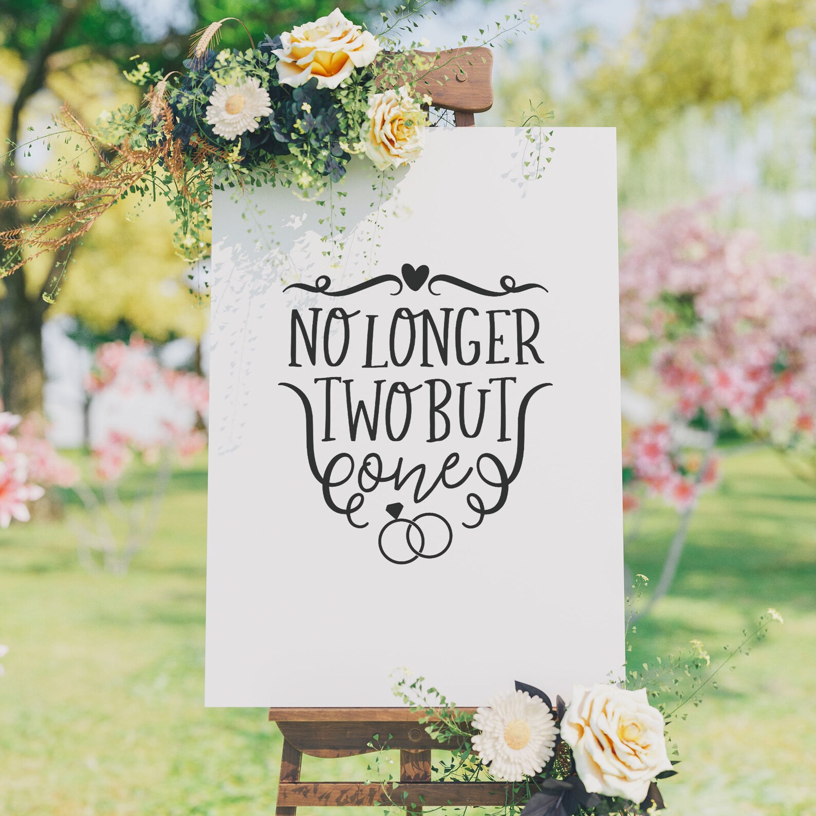 No Longer Two but One Wedding Sign Decor Printable & Cut Files SVG JPEG ...