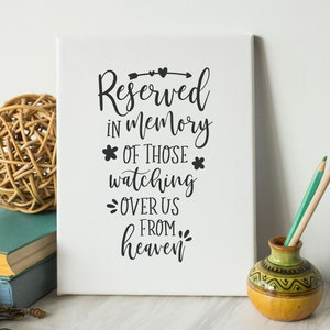 Reserved in Memory Sign Wedding Printable JPEG & SVG Cut Files, Wedding ...