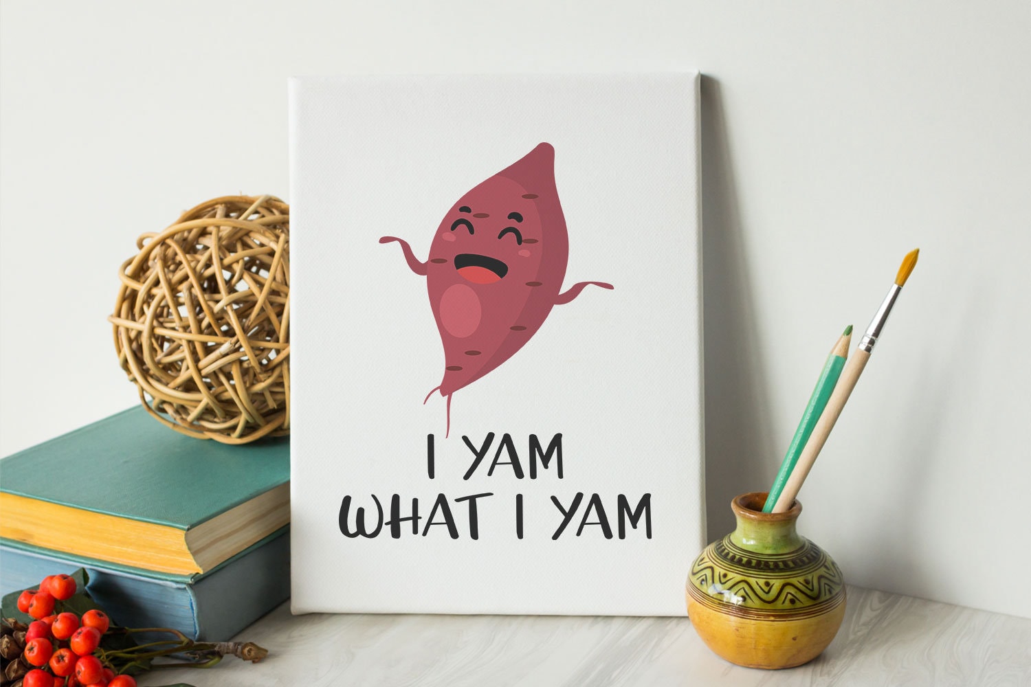 I Yam What I Yam Inspirational Pun Card Printable JPEG - Etsy