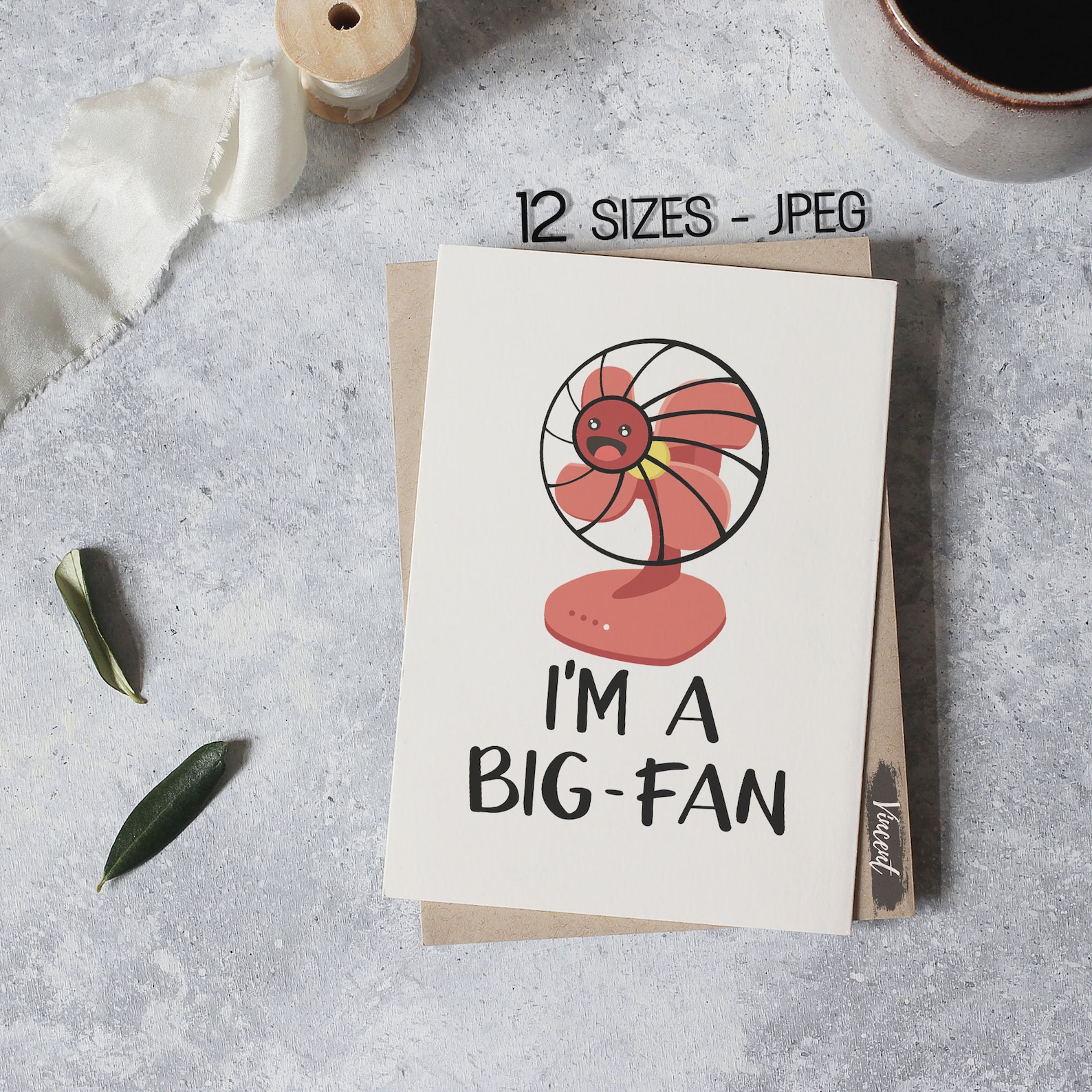 I'm A Big Fan Printable Pun Greeting Card JPEG Images, Funny Birthday ...