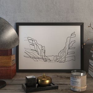Grand Canyon Abstract Line Drawing Art Printable JPEG PNG & SVG Cut ...