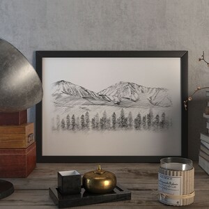 Denali Mountain Line Drawing Art Printable JPEG PNG, National Park ...