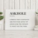 Askhole Definition Bathroom Wall Art Printable JPEG PNG & SVG Cut Files ...