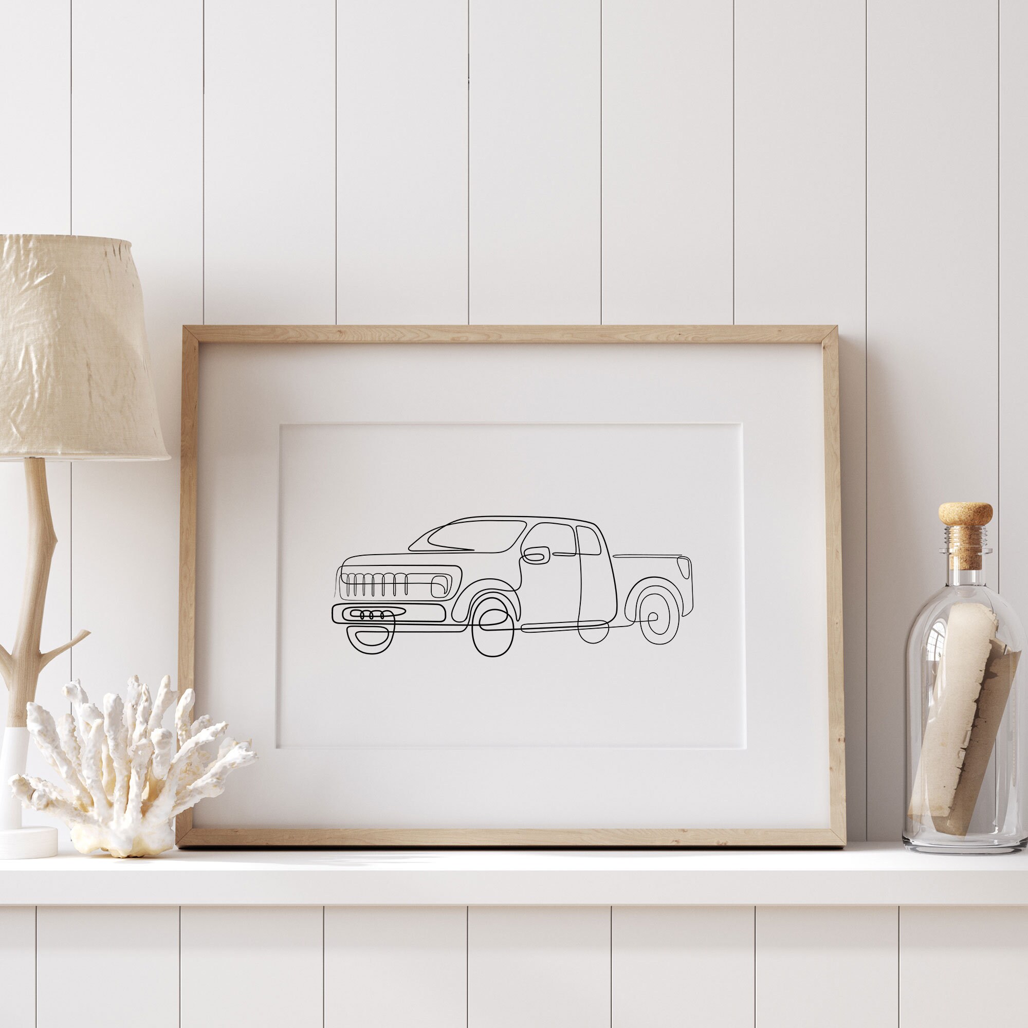 Classic Farm Pick up Truck Printable Files, Car Drawing Art Prints ...